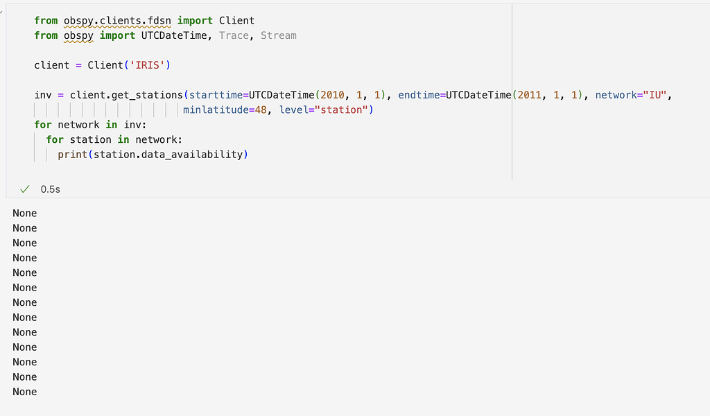 Determining station data availability from inventory - Usage Questions - ObsPy Forum